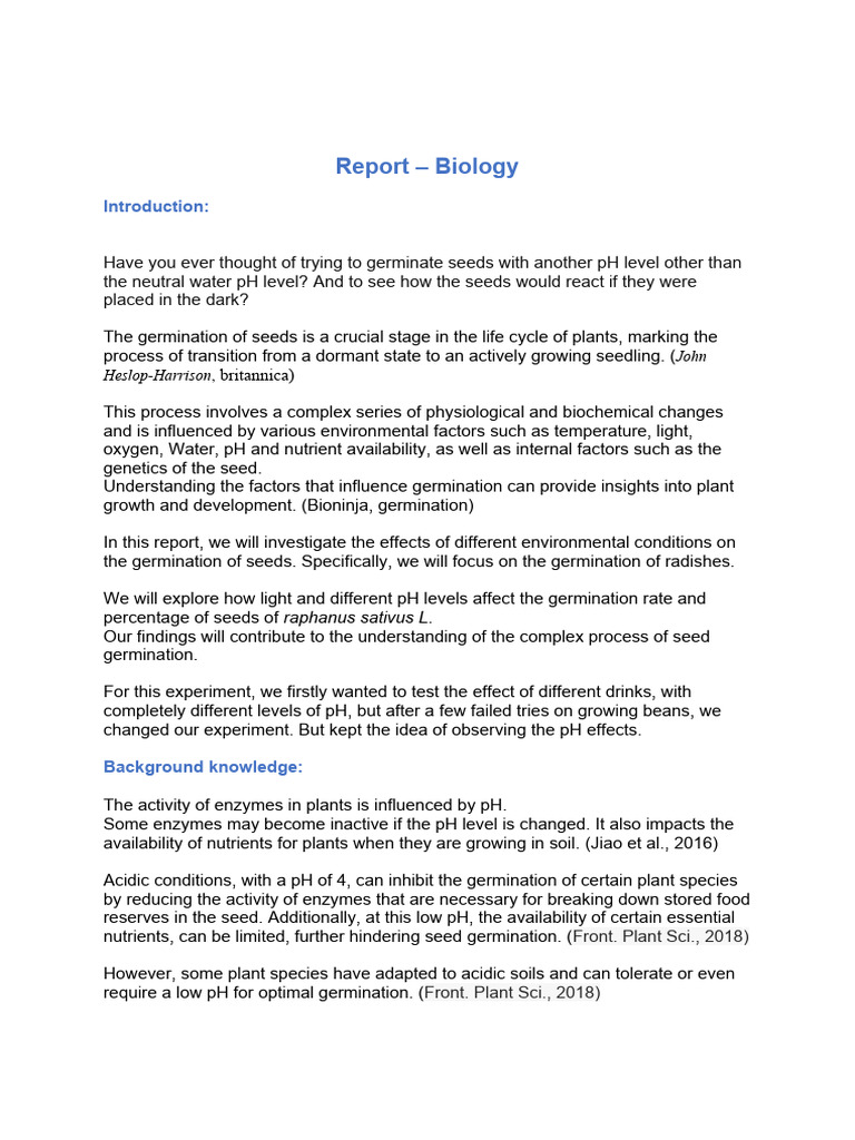 Report - Biology | PDF | Germination | Plant Nutrition