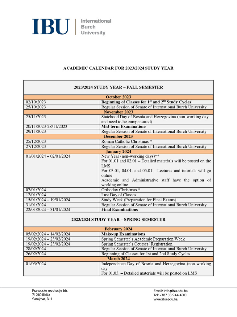 2023/2024 Academic Calendar Overview | PDF | Academic Term | Observances