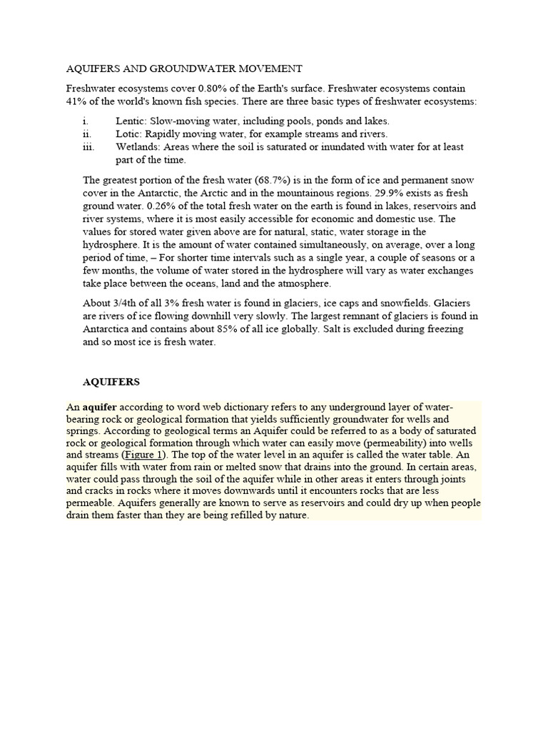 AQUIFERS AND GROUNDWATER MOVEMEN1 | PDF | Aquifer | Groundwater