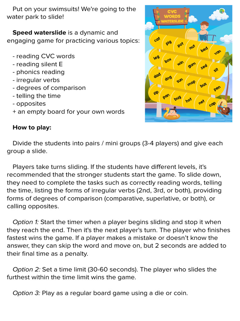 SpeedWaterslideBoardGame 1 | PDF | Linguistics