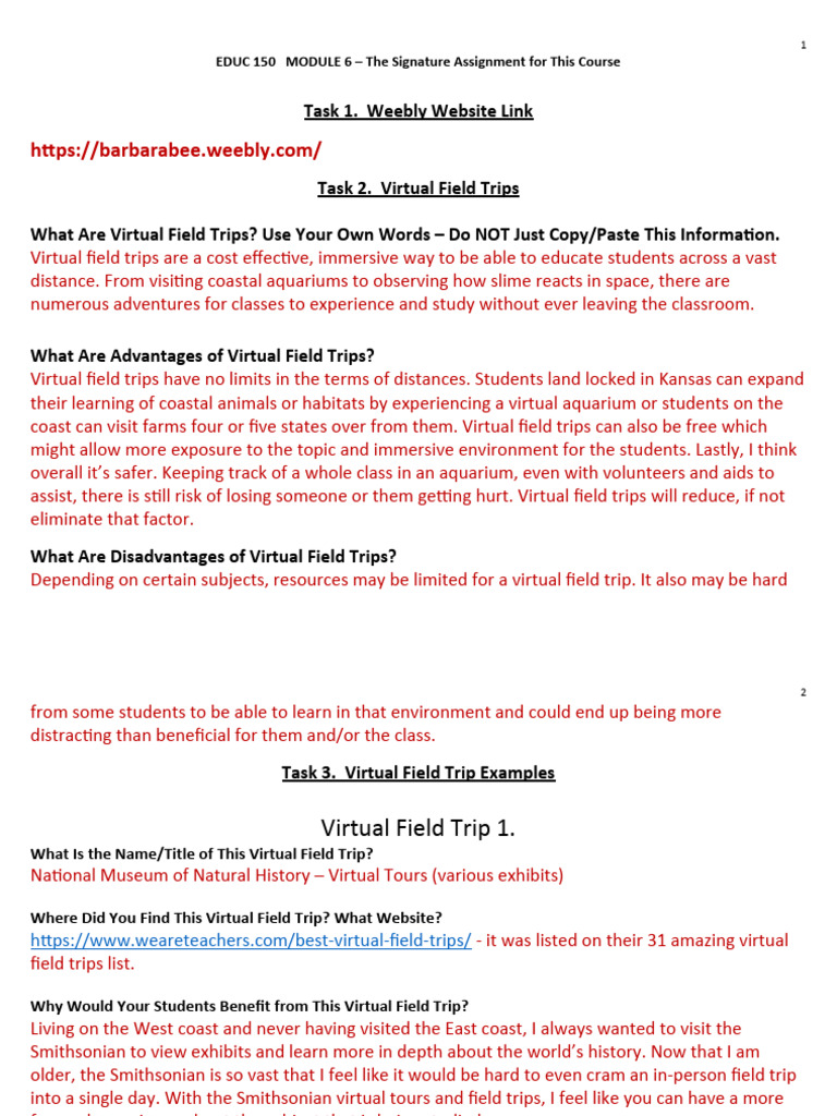 Educ 150 Signature Assignment Module 6 - Barbara Blair 5 | PDF | Learning Educ 150 Signature Assignment Module 6 - Barbara Blair 5 | PDF | Learning