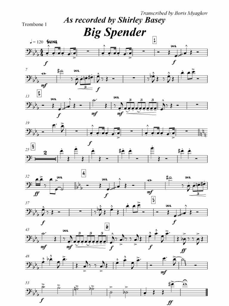 Big Spender - FULL Big Band - Vocal - Shirley Basey | PDF