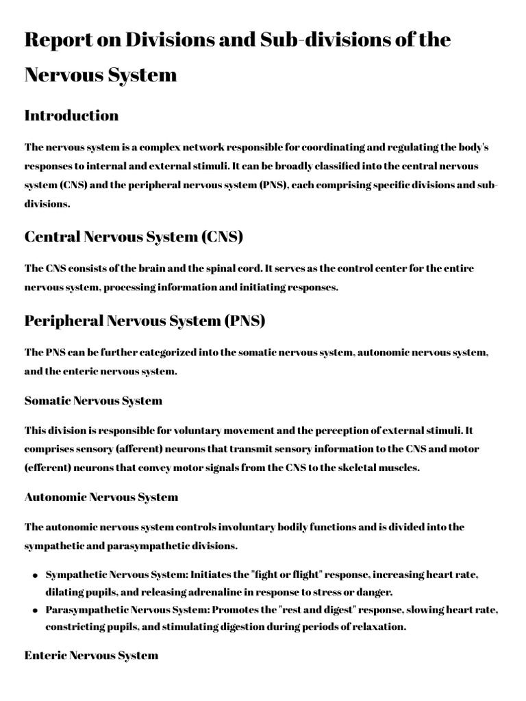 Pns and Cns | PDF | Nervous System | Autonomic Nervous System