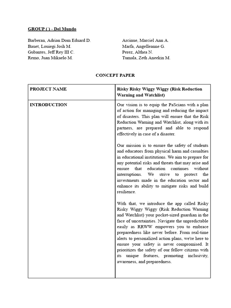 ETECH - DRR Concept Paper (RRWW APP - FOR DRRM) | PDF | Emergency ...