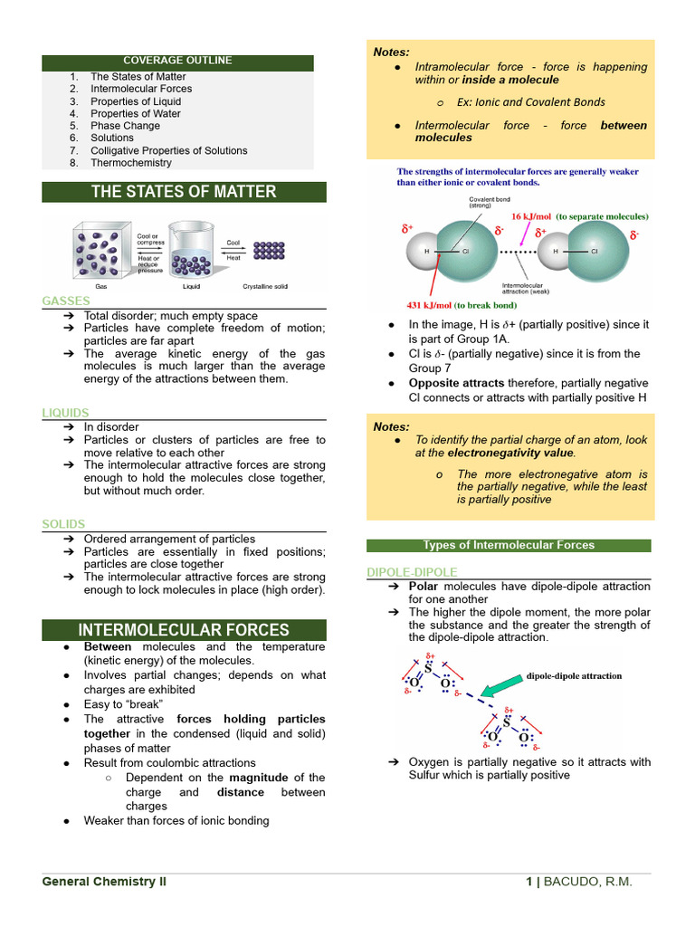 States of Matter and Intermolecular Forces | PDF | Intermolecular Force ...