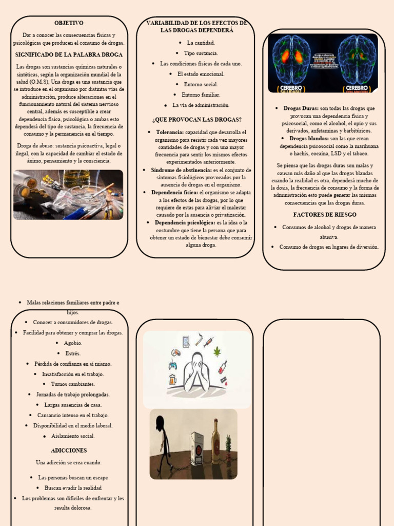 Triptico de Las Drogas 5 | PDF | Drogas | La dependencia de sustancias