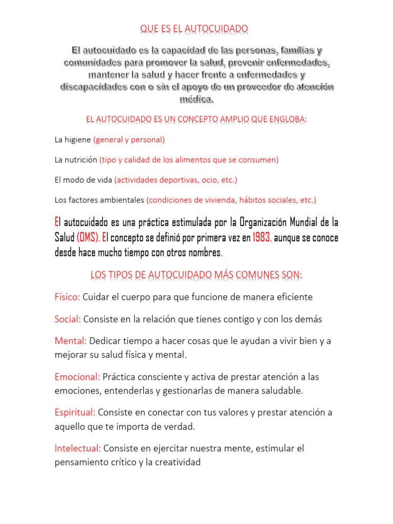 Que Es El Autocuidado | PDF | Autosuperación | Estilo de vida