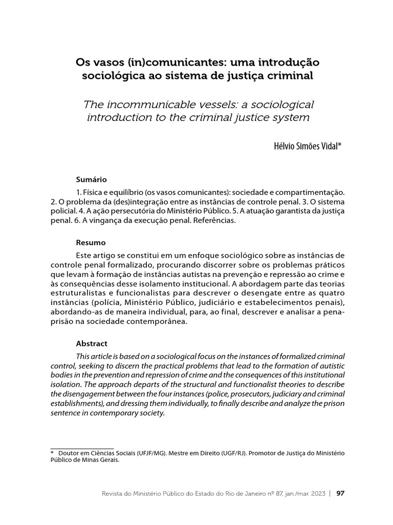 Vasos Comunicantes no Controle Penal | PDF | Polícia | Sociologia