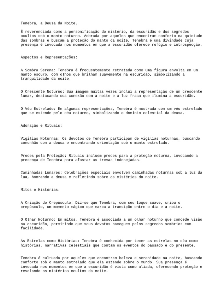 Tenebra A Deusa Da Noite | PDF | Religião e Espiritualidade
