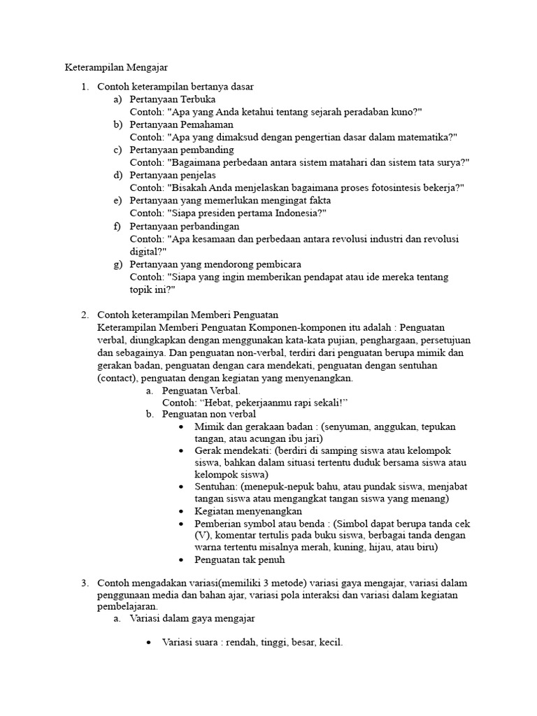 8 Keterampilan Mengajar Pdf