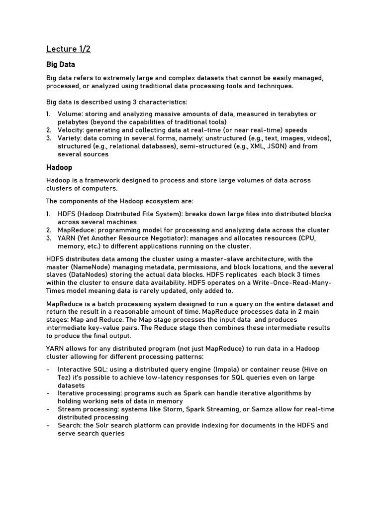 Big Data & Hadoop Overview | PDF | Apache Hadoop | Apache Spark