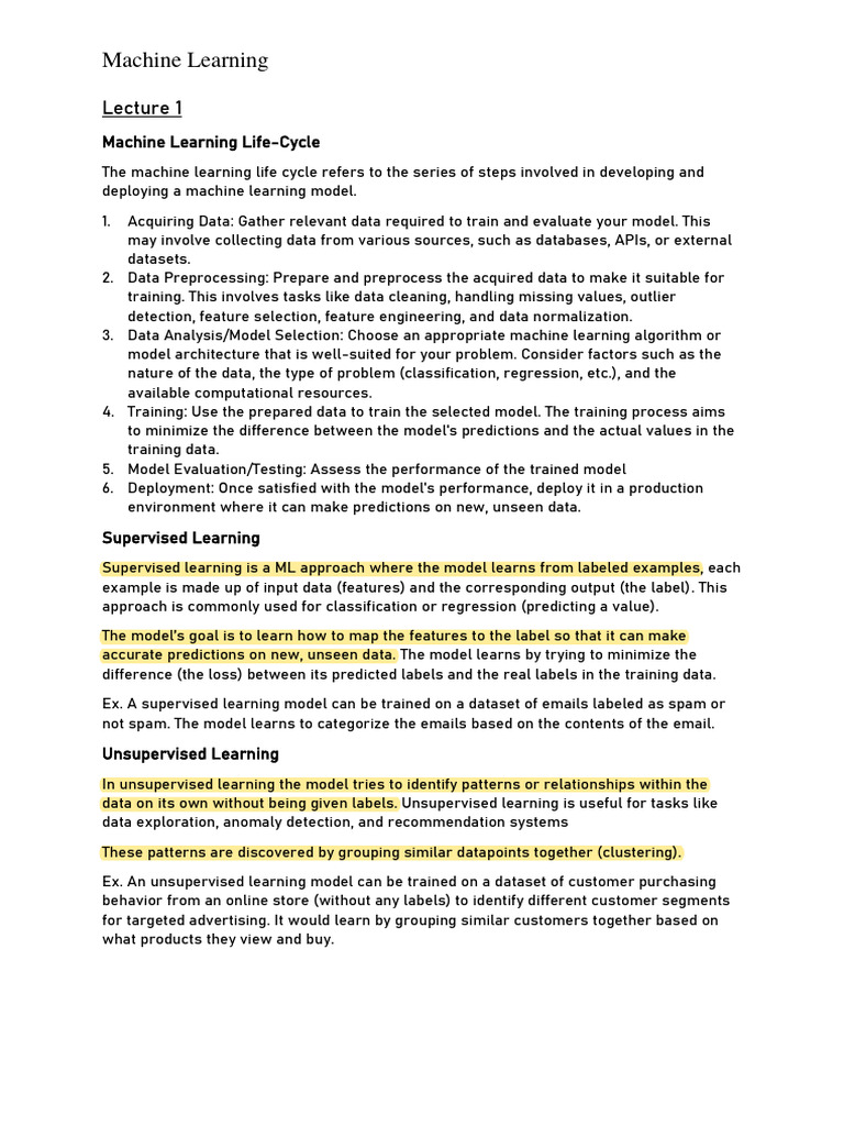 Machine Learning Notes | PDF | Machine Learning | Learning