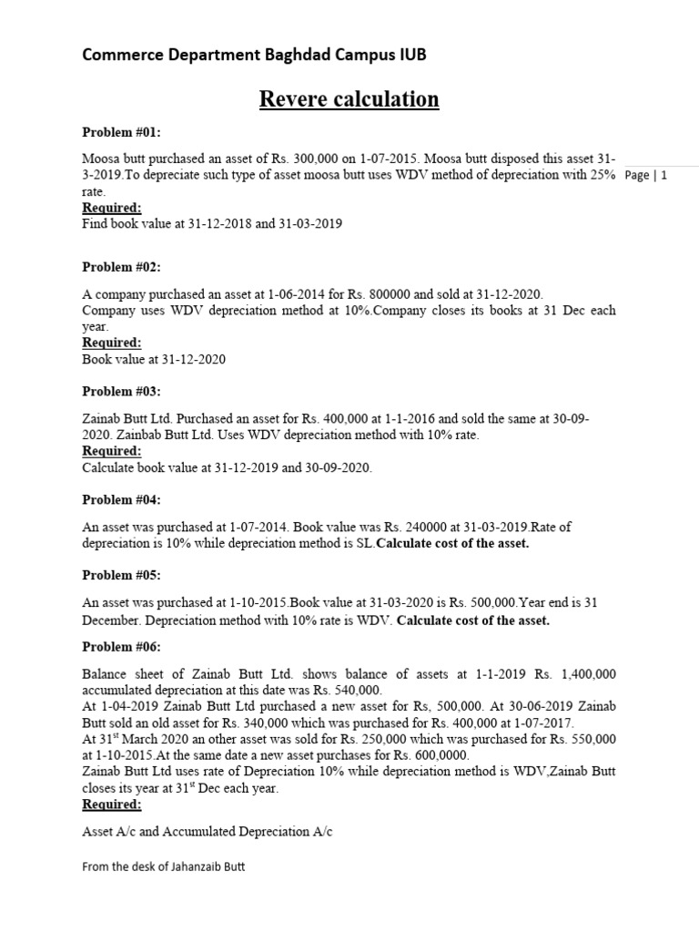 Reversal Calculation | PDF