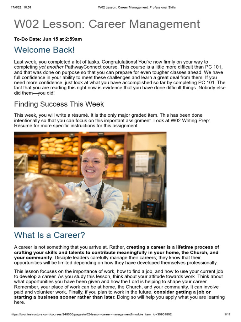 W02 Lesson - Career Management - Professional Skills | PDF | Employment ...