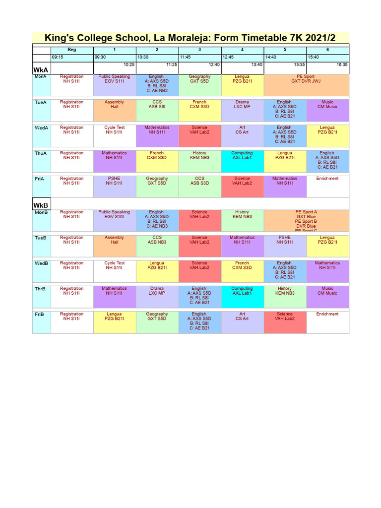 Timetable 7K | PDF