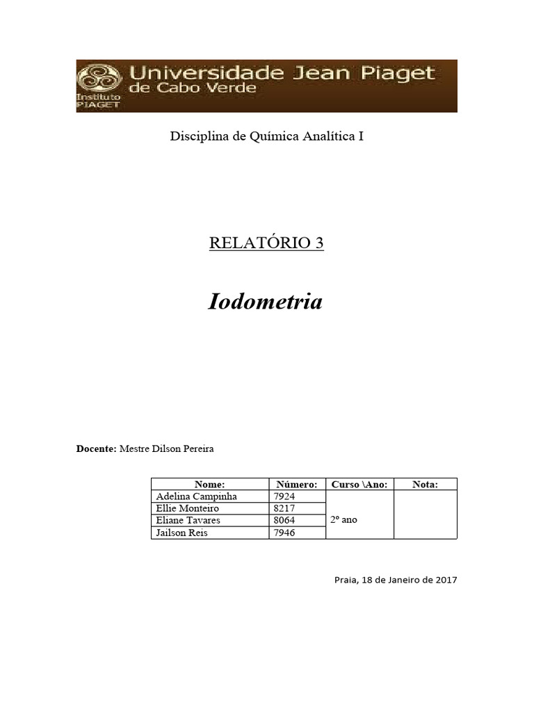 Iodometria | PDF | Titulação | Química