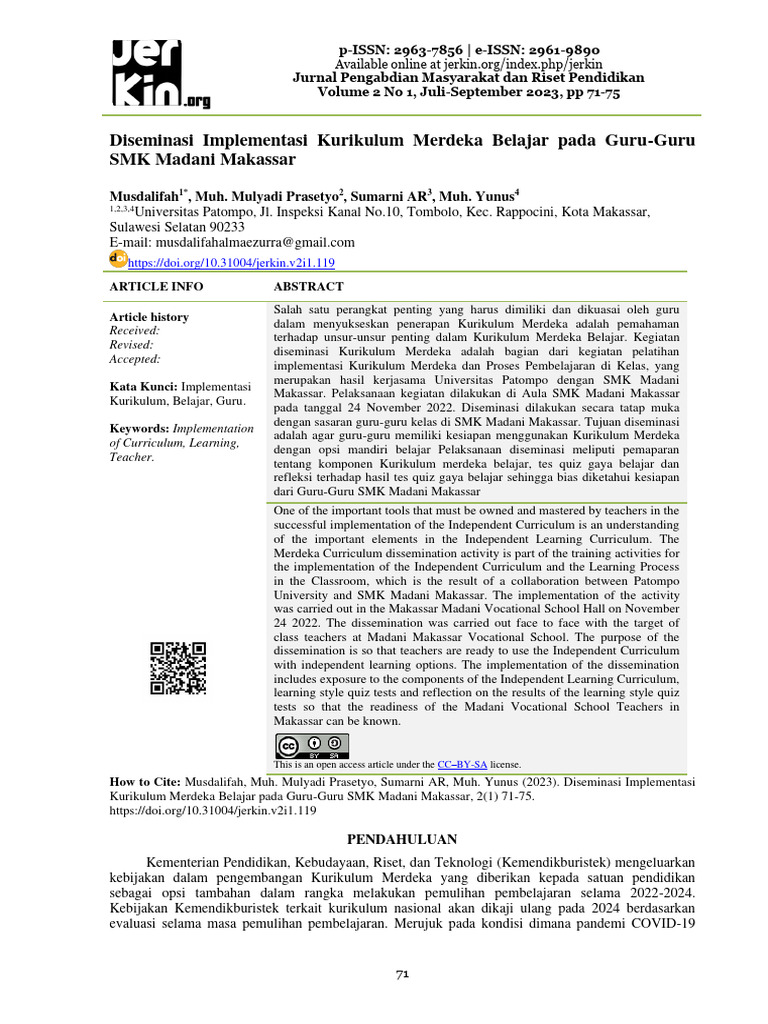 Diseminasi Implementasi Kurikulum Merdeka Belajar | PDF | Karier & Perkembangan | Seni