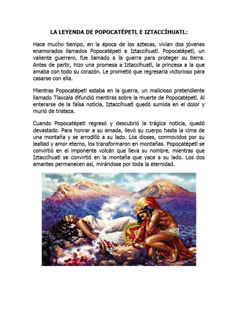 La Leyenda de Popocatépetl e Iztaccíhuatl | PDF