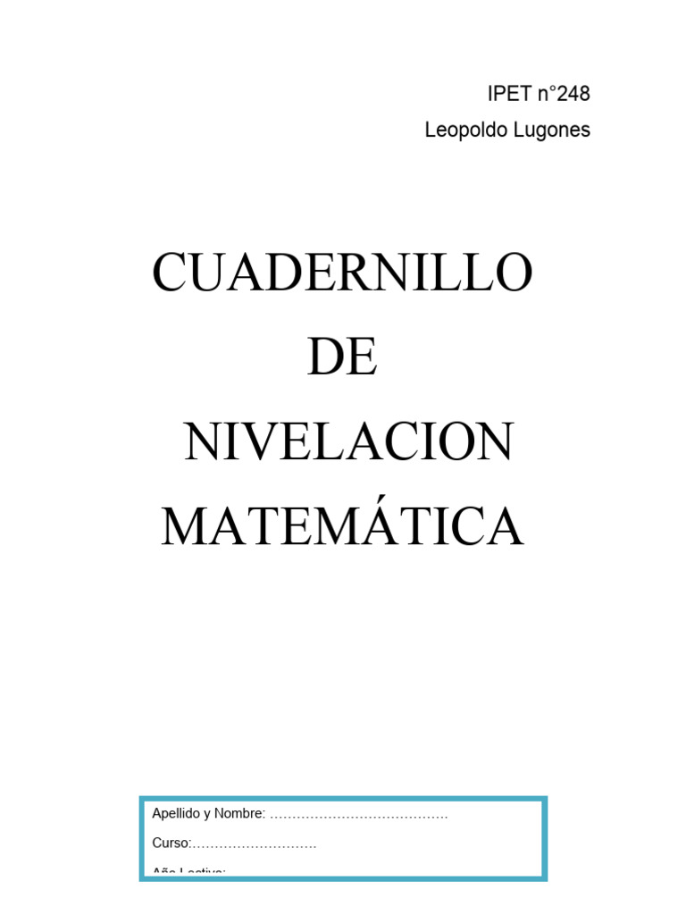 CUADERNILLO de Nivelacion | PDF | Sustracción | Aritmética