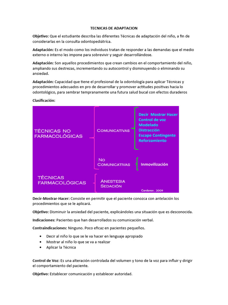 Técnicas de Adaptación en Odontopediatría | PDF | Comportamiento | Ansiedad