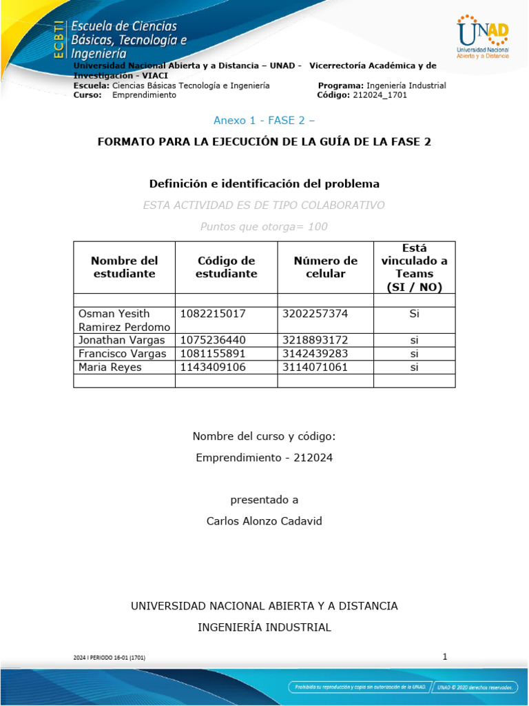 Anexo 1 Fase 2 Formato para La Ejecución de La Guía de La Fase 2 | PDF ...