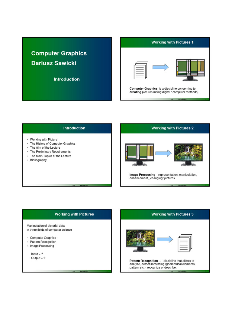 Computer Graphics Dariusz Sawicki: Working With Pictures 1 | PDF | Computer Graphics | Computing