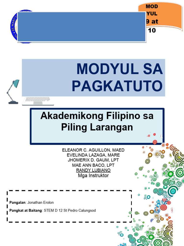 Piling Larangan Modyul 9 at 10 Final | PDF