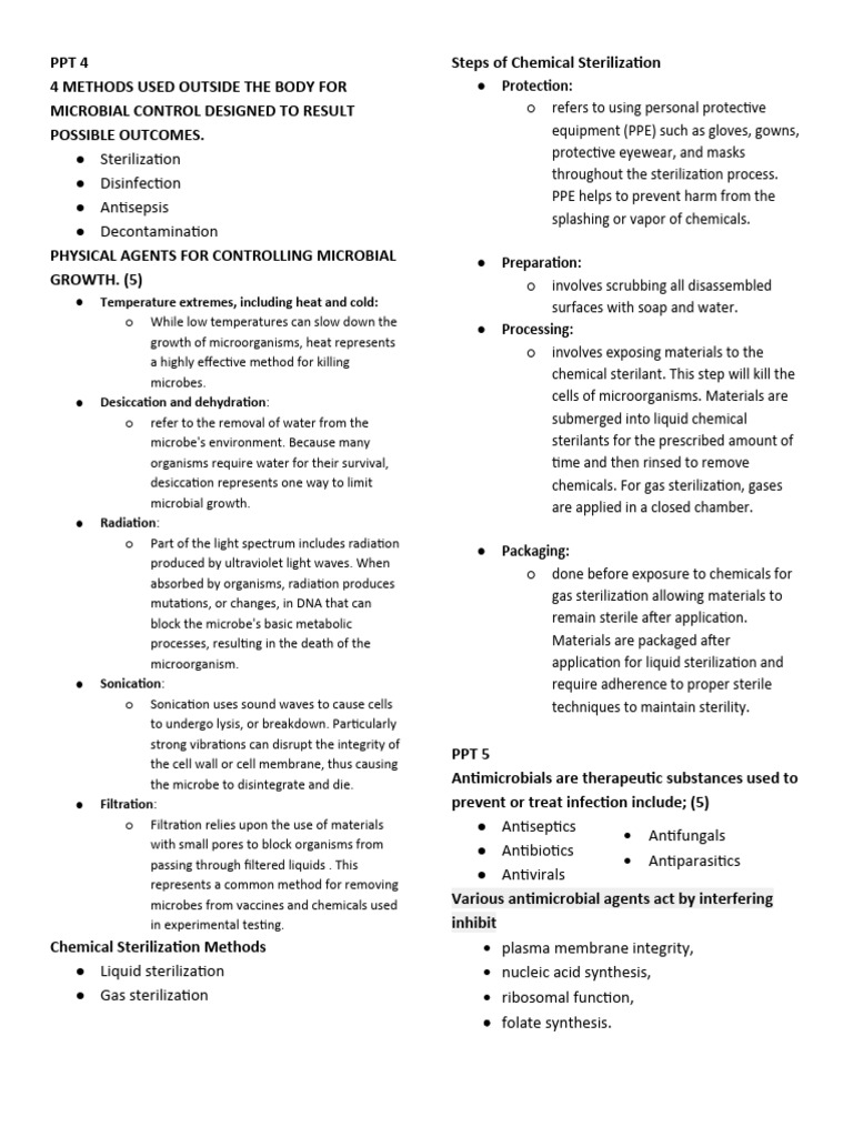 Midterm Reviewer For Micropara | PDF | Antimicrobial | Sterilization (Microbiology)
