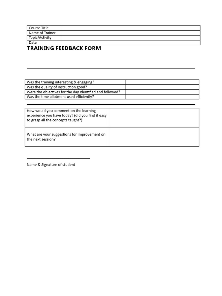 Feedback Form | PDF | Human Communication | Learning