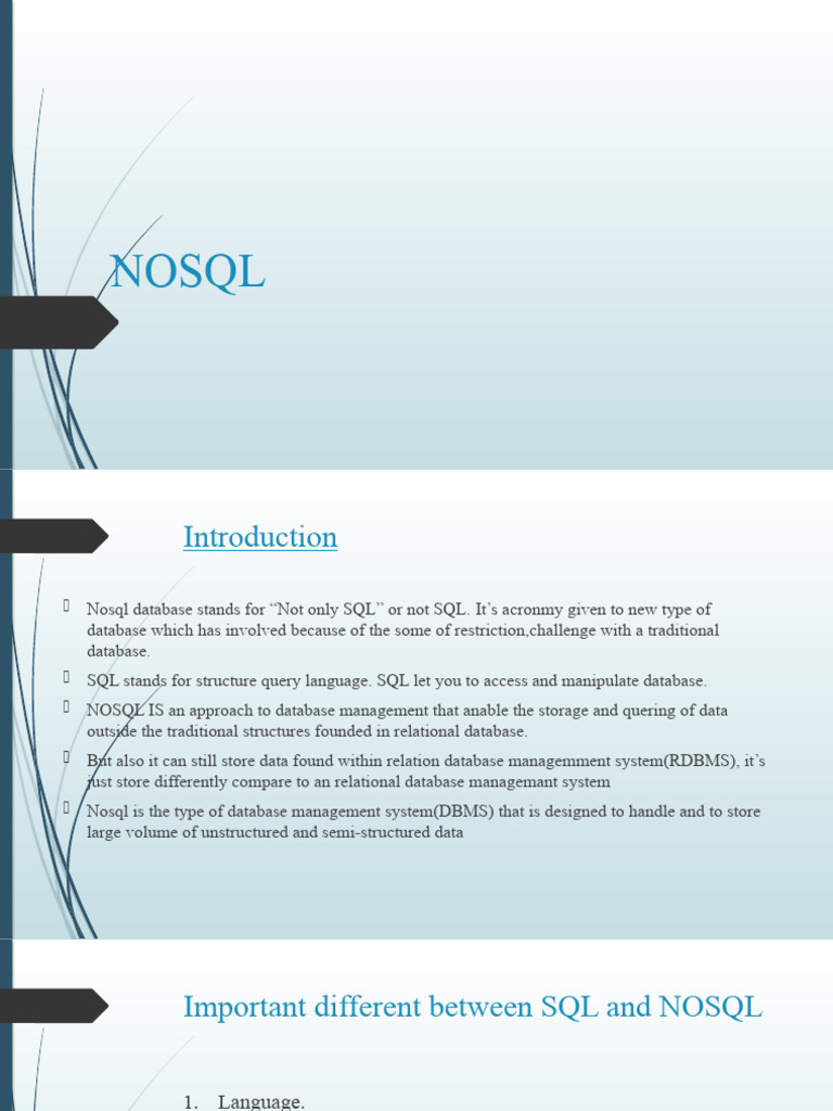 NOSQL & Assignment | PDF