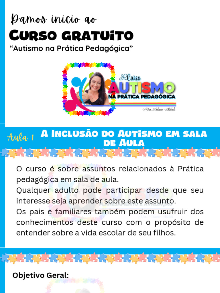 Slides Aula 1 | PDF | Espectro do autismo | Pedagogia