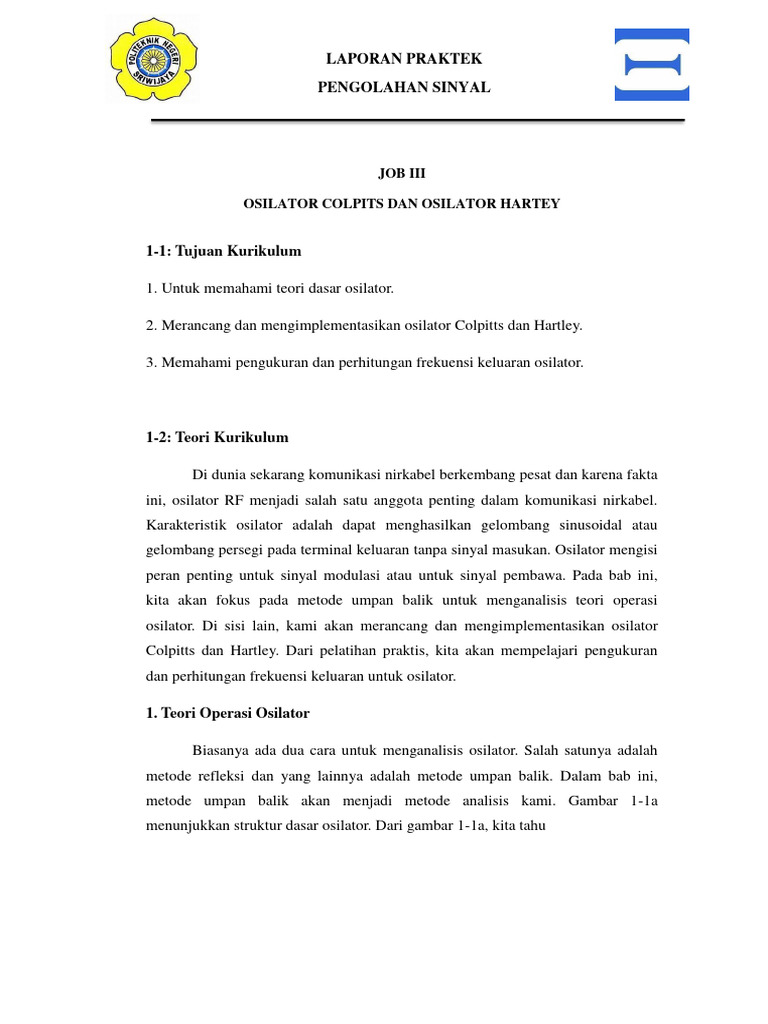 Osilator Colpitts dan Hartley dalam RF | PDF | Metode & Bahan Ajar ...