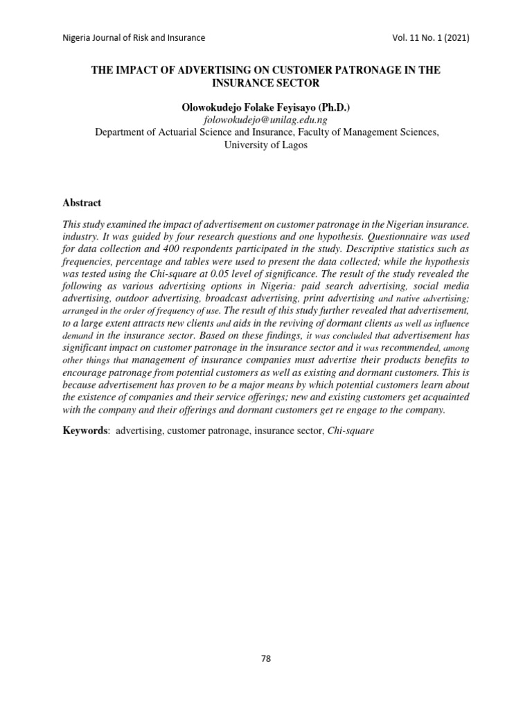 Advertising's Impact on Insurance Patronage | PDF | Advertising | Insurance