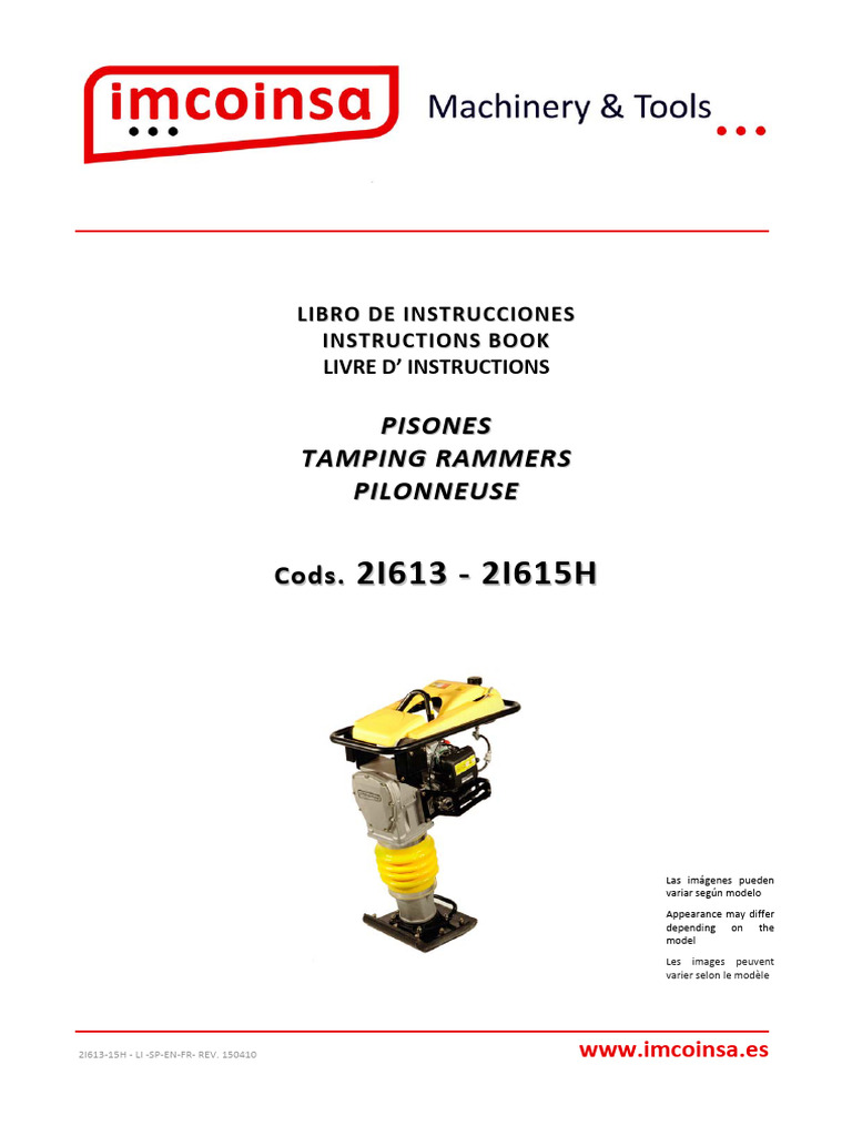 Manual Instrucciones - REV. 150410 PISON | PDF | ruido | Carburador