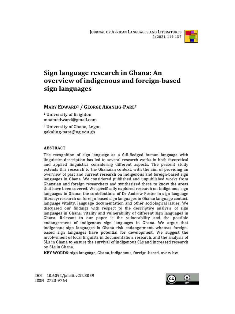 Overview of Ghanaian Sign Language Research | PDF | American Sign ...
