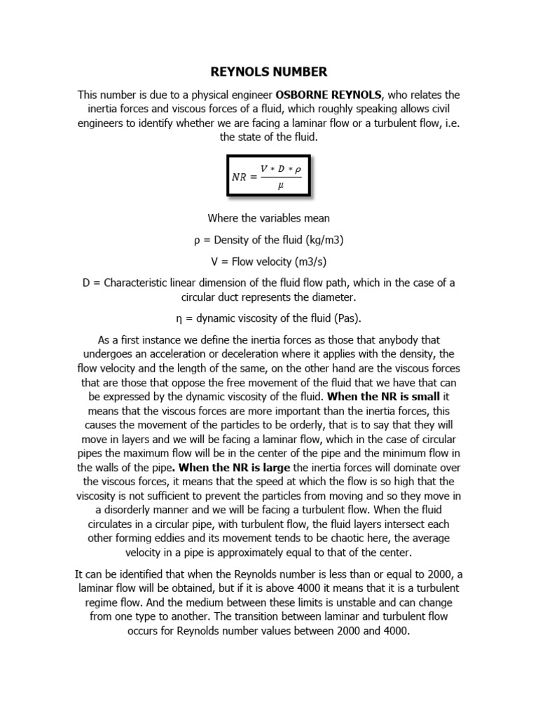 Reynols Number | PDF | Fluid Dynamics | Dynamics (Mechanics)