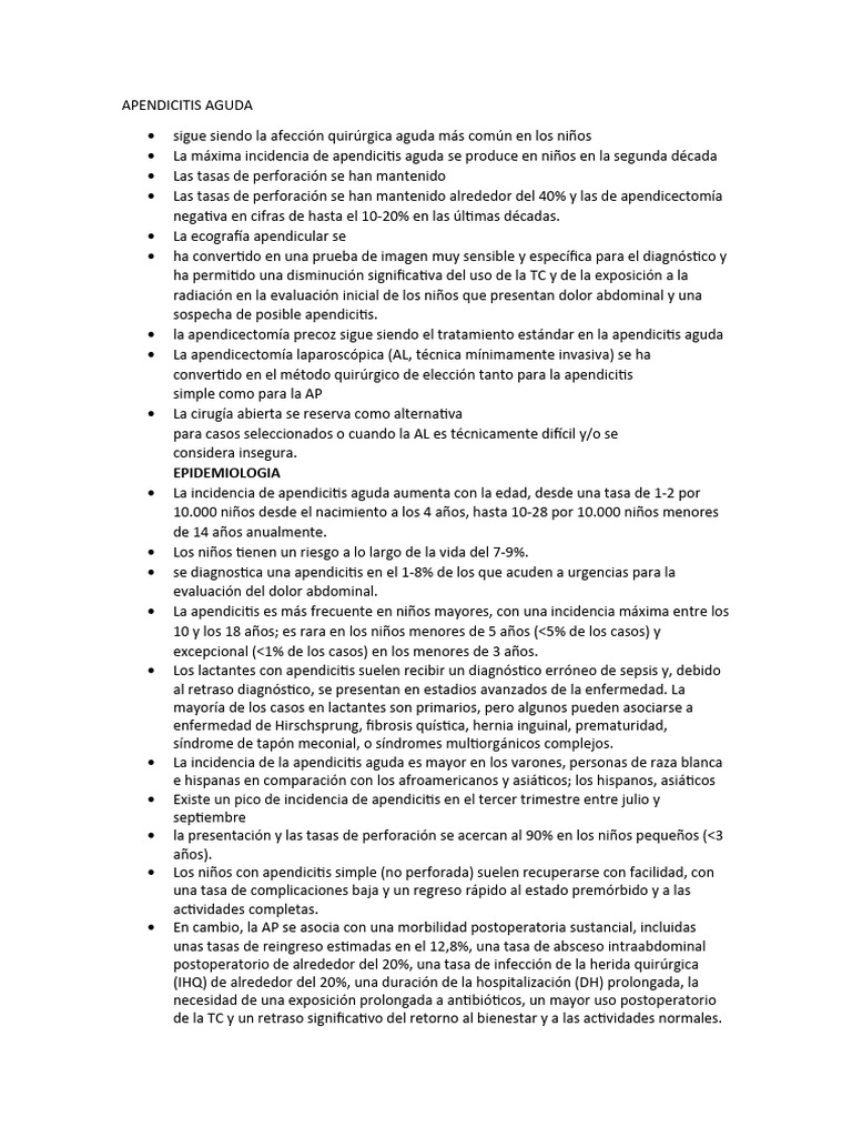 Apendicitis Aguda | PDF | Medicina | Especialidades Medicas Apendicitis Aguda | PDF | Medicina | Especialidades Medicas