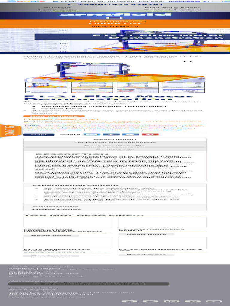 F1-21 Flow Meter Demonstration - Armfield | PDF | Flow Measurement ...