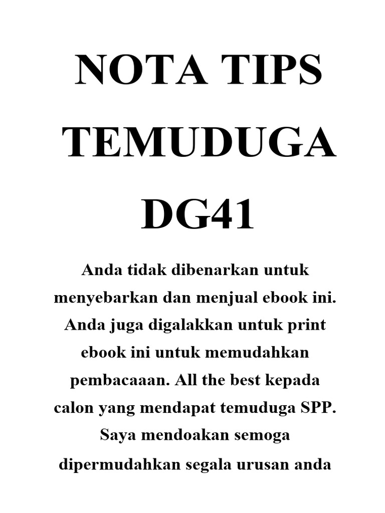Nota Tips Temuduga DG41 | PDF