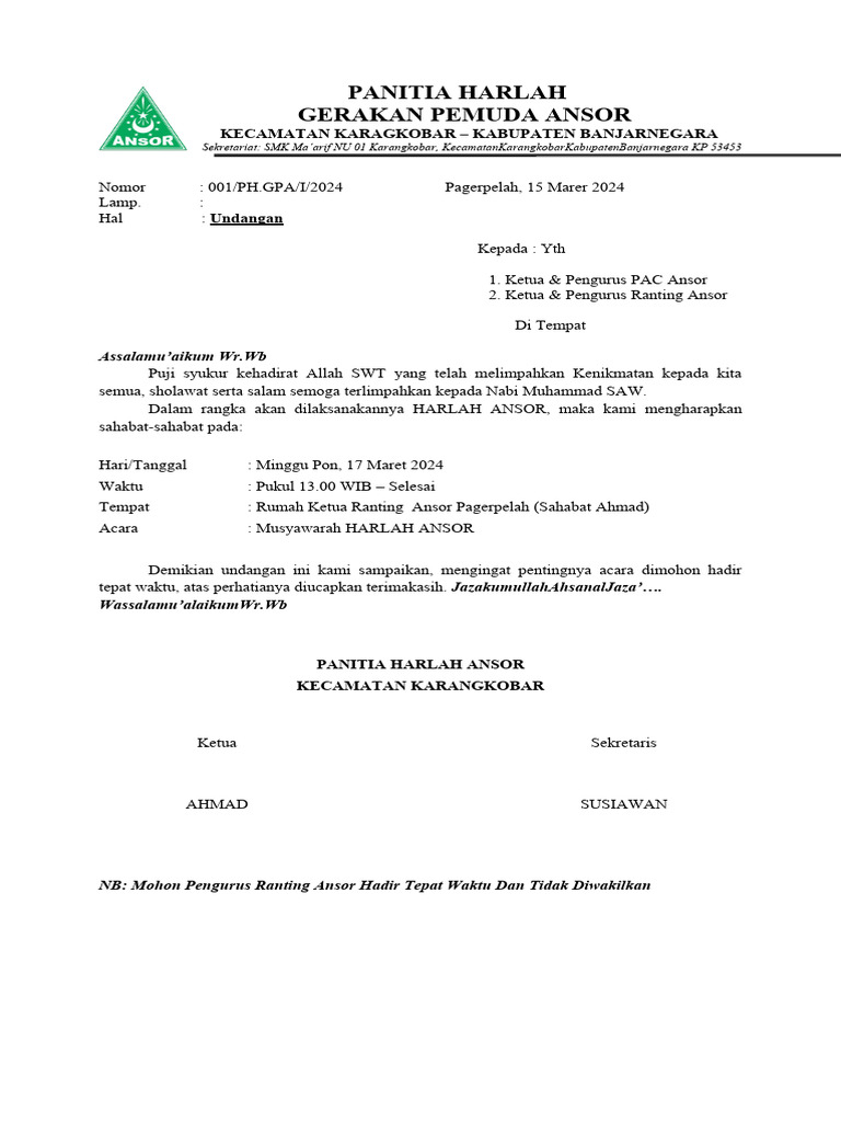 Undangan Harlah | PDF