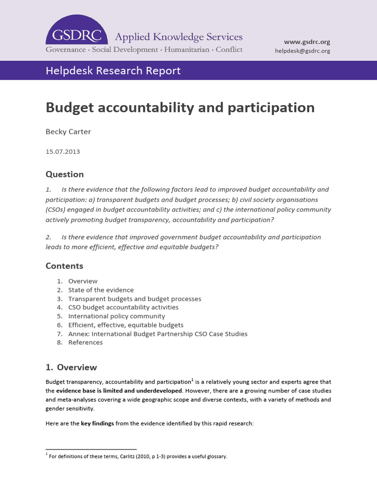 Budget Accountability and Participation | PDF | Accountability | Governance