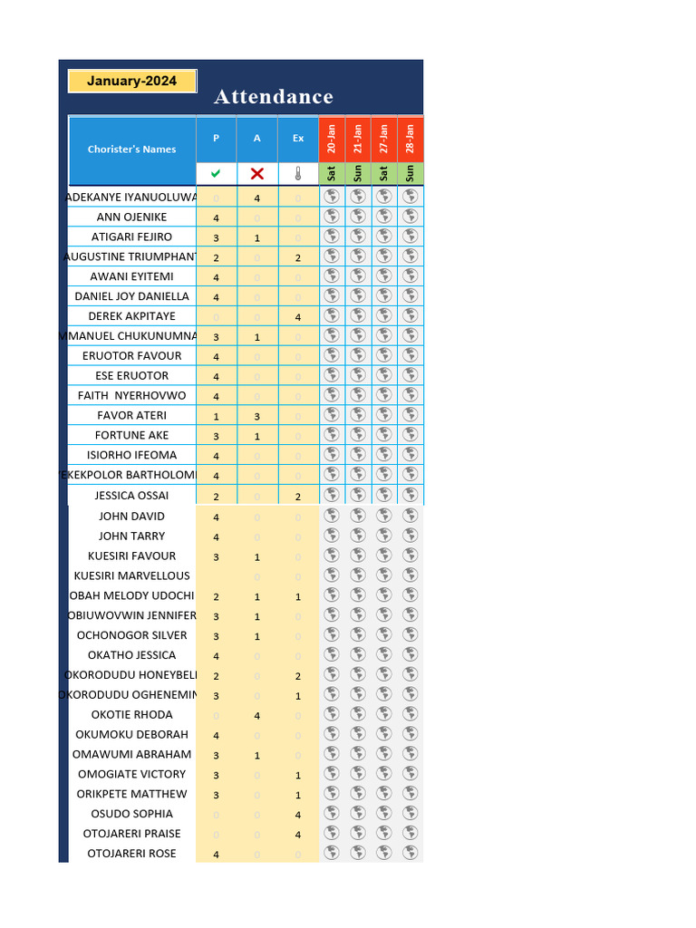 Stylish Attendance Sheet Template (2) | PDF