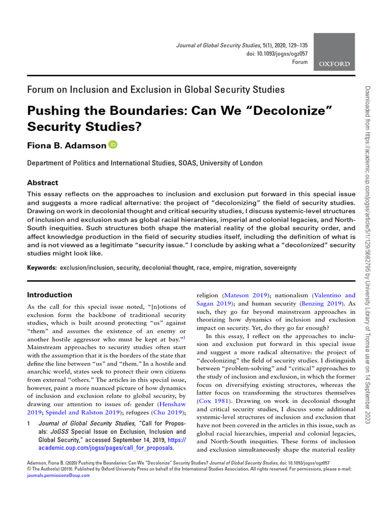 How To Decolonise Security Study | PDF | Decolonization | Human Migration