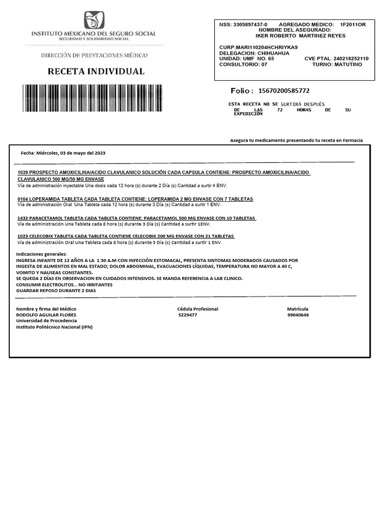 Receta Imss Editable | PDF | Farmacia | Especialidades Medicas