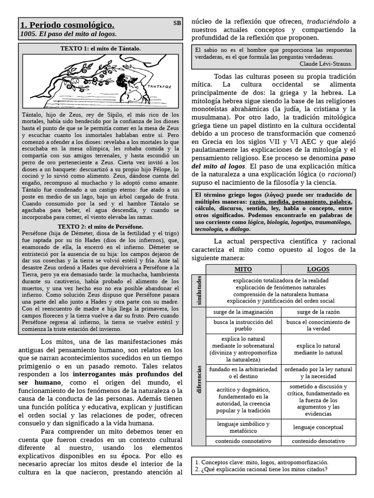 Del mito al logos: origen de la filosofía | PDF | Filosofía | Religión ...