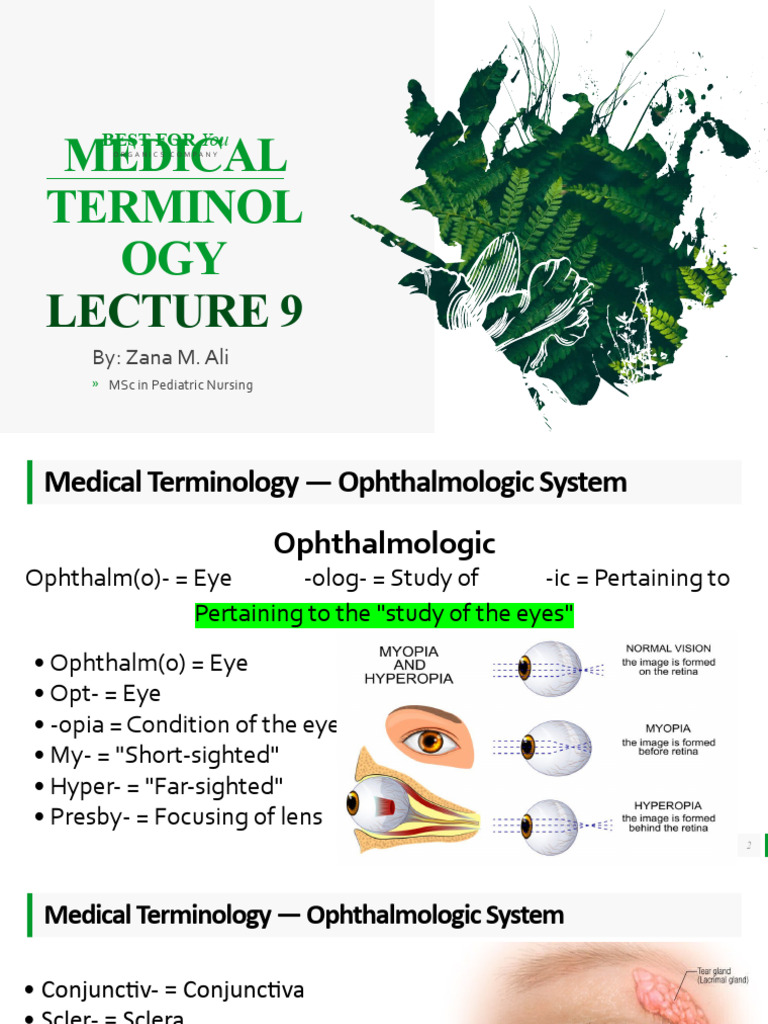 Ophthalmologic Medical Terms Guide | PDF