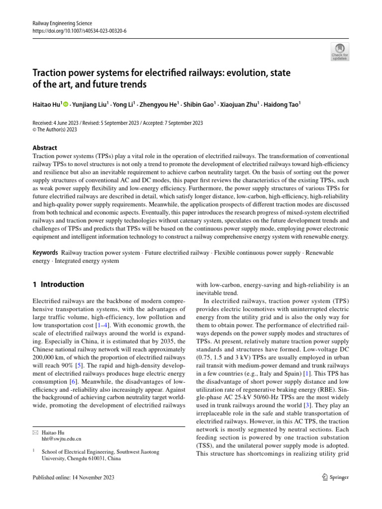 Traction Power Systems For Electrified Railways Ev | PDF | Alternating ...