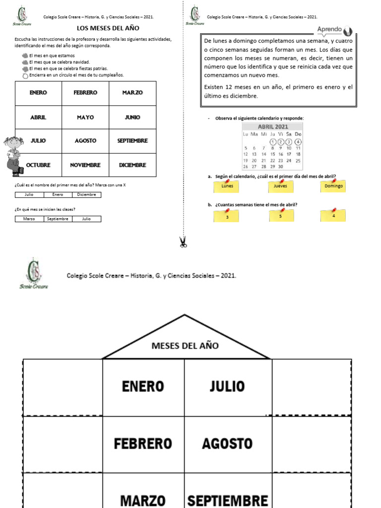 Ficha Cuaderno y Meses Del Año | PDF