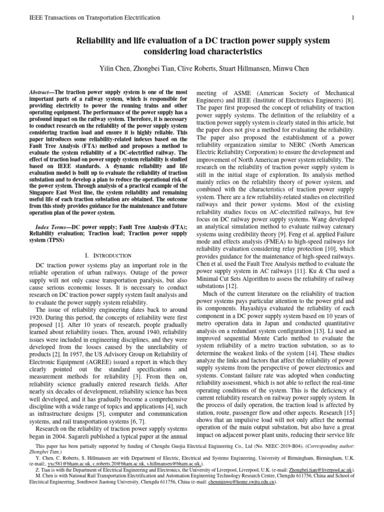 Reliability and Life Evaluation of A DC Traction Power | PDF ... Reliability and Life Evaluation of A DC Traction Power | PDF ...