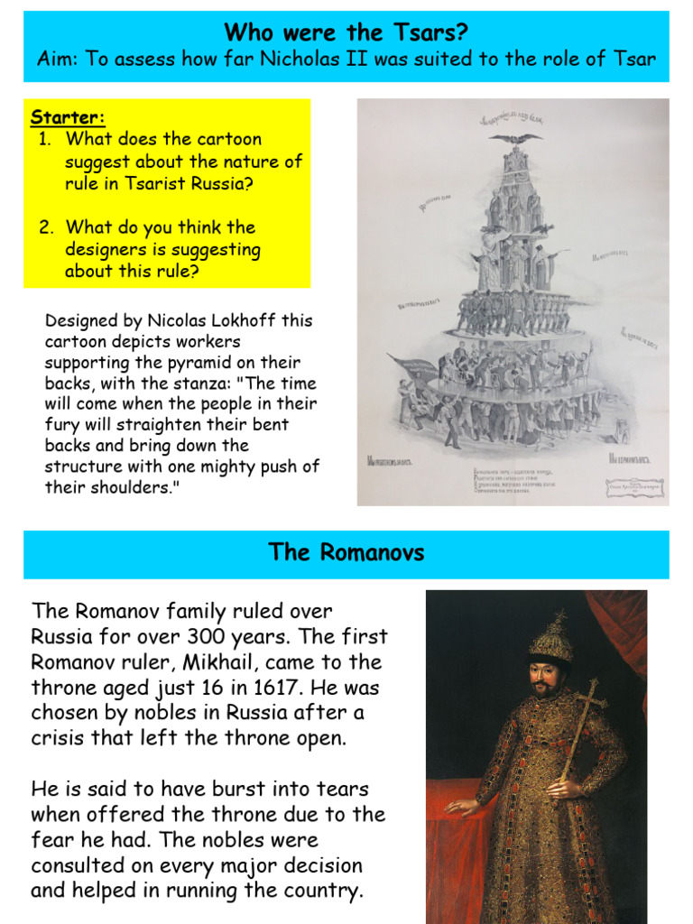 L4: Who Were The Tsars? | PDF | Russian Empire | Nicholas Ii Of Russia